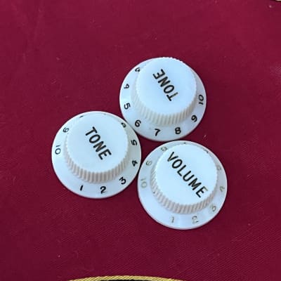 1970s Fender Stratocaster knobs set white 1974 1975 | Reverb