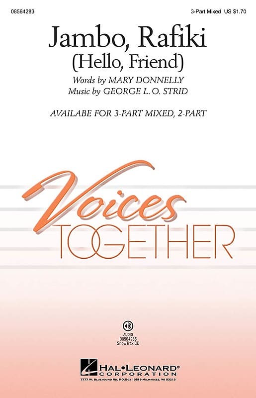 Jambo Rafiki Hello Friend 2 Pt (Octavo) | Reverb