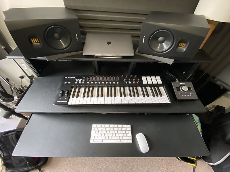 Gear4music 3-Tier Pro Audio Studio Desk Black | Reverb UK