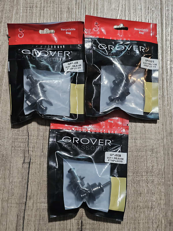 Grover Grover GP800B Strap Lock Set - Black (Set of 3) | Reverb