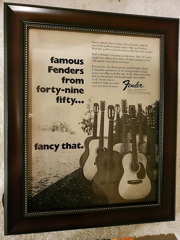 1972 Fender Guitars Promotional Ad Framed Fender | Reverb Canada