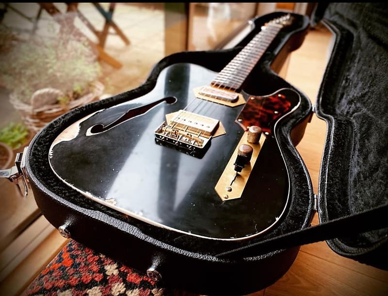 Lung Guitars Custom Thinline Telecaster - Black Relic | Reverb