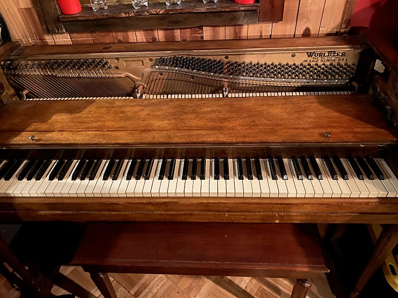 Wurlitzer piano Spinet Model 1970s - Dark hardwood | Reverb