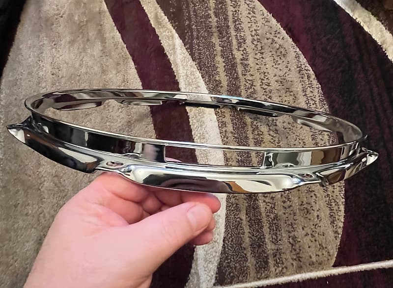 Pair of New Ludwig 14" 10 hole steel snare rims hoops | Reverb