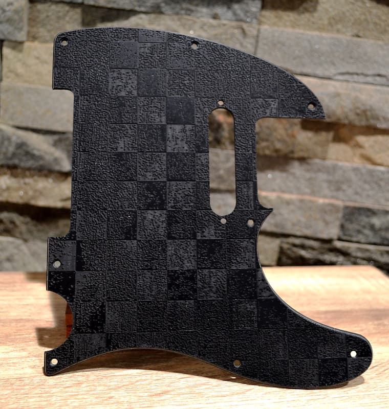 Black Distressed Checker Textured Pickguard - Fits Fender | Reverb