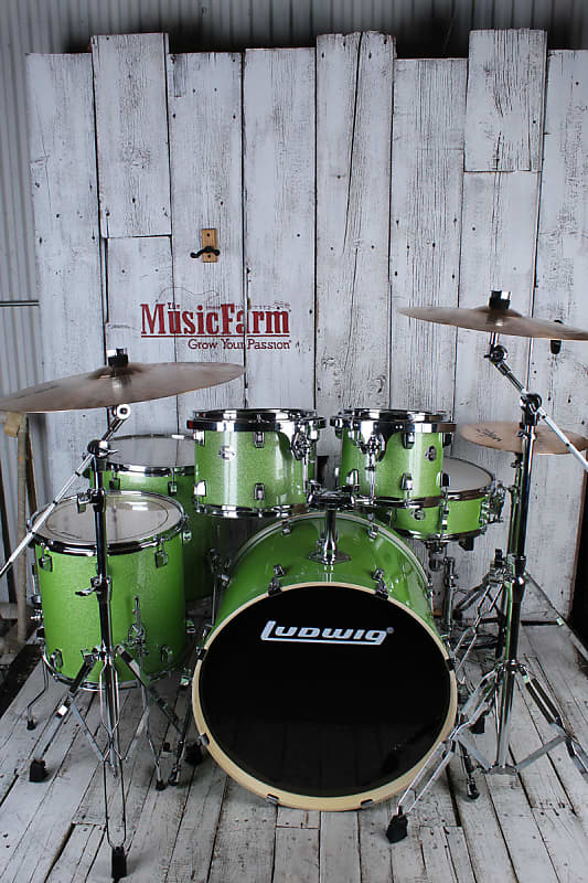 Ludwig Element Series 6 Piece Drum Kit Mint Sparkle w Cymbals | Reverb