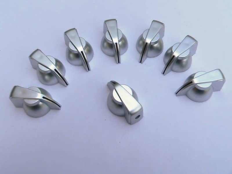 Silver Chicken Head Knobs x 8 black stripe Guitar & Audio | Reverb