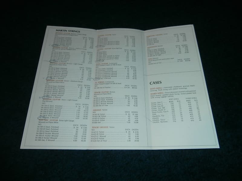 Vintage 1970 Martin Instruments and Accessories Price List! | Reverb