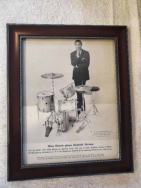 1958 Gretsch Drums Promotional Ad Framed Max Roach Original | Reverb