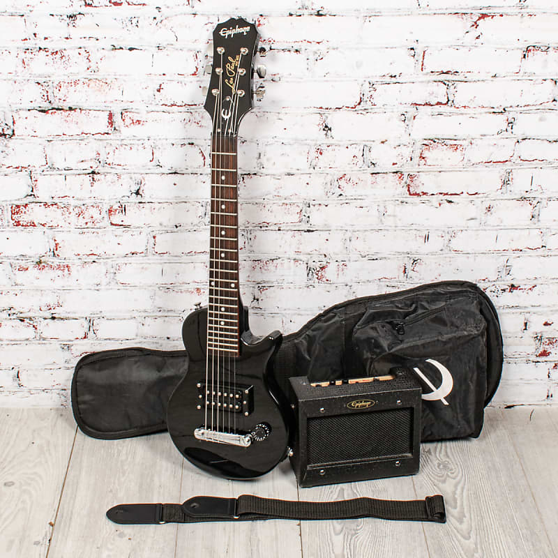 Epiphone PeeWee Junior Electric Guitar, Black w/ Mini Amp & | Reverb