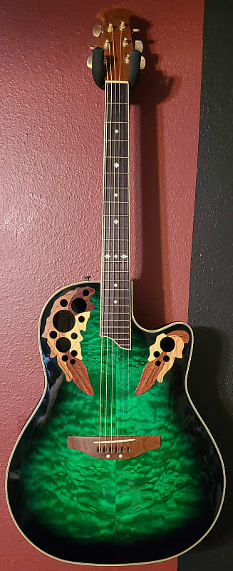 Ovation Celebrity CS-247 Green Quilted Maple Top | Reverb