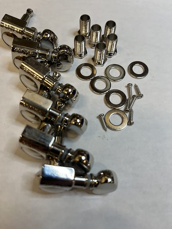 Grover 6 Inline Mini Rotomatic Tuners Tuning Pegs - Chrome | Reverb