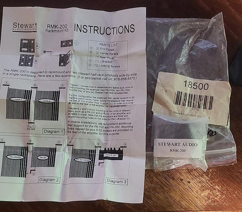 NOS Stewart Audio RMK-200 Double Half Rack Mount Kit for | Reverb