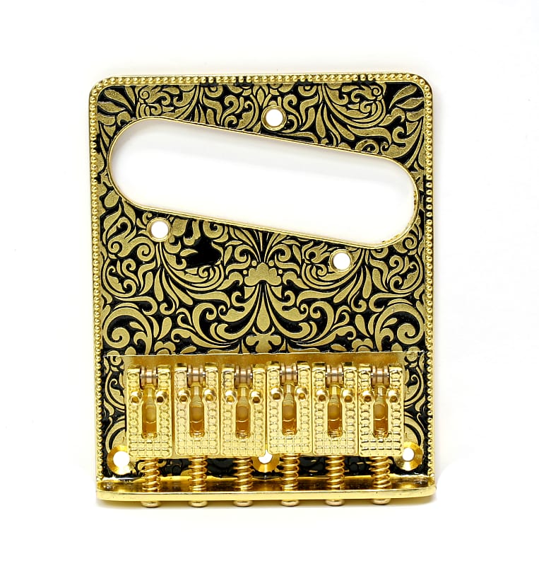 Brio 6 String Metal Telecaster Bridge Plate Design Gold on | Reverb