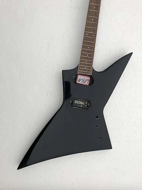 Black Explorer Style Guitar Solid Body with Maple Neck, | Reverb