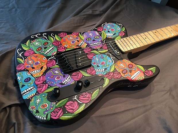 Nikita Telecaster Style - Sugar Skulls by Famed Artist Denise | Reverb