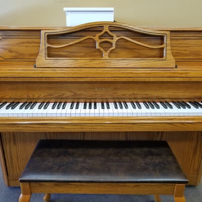 Samick SU-143 Upright Piano Oak | Reverb