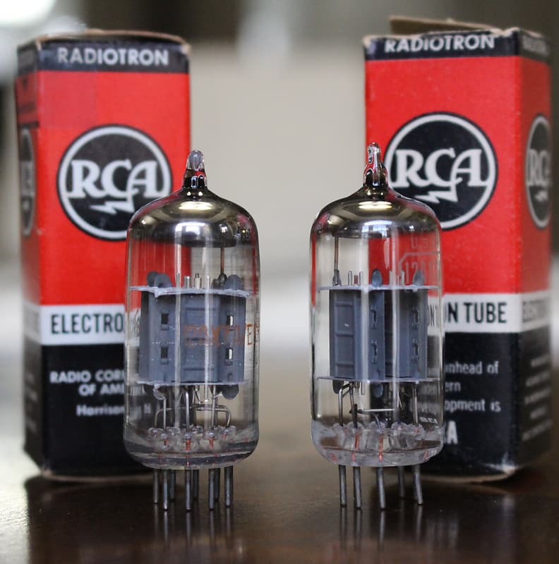 RCA 12AX7A 1960s - Gray Ribbed Plates Matched Balanced Pair, | Reverb