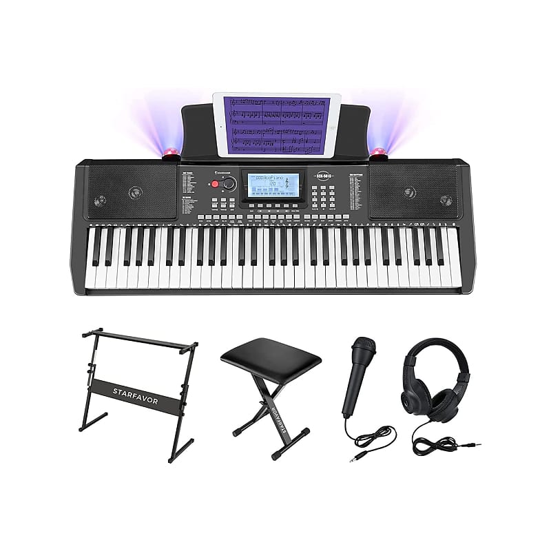 61 Key Electronic Keyboard Piano with LCD Display, Portable | Reverb
