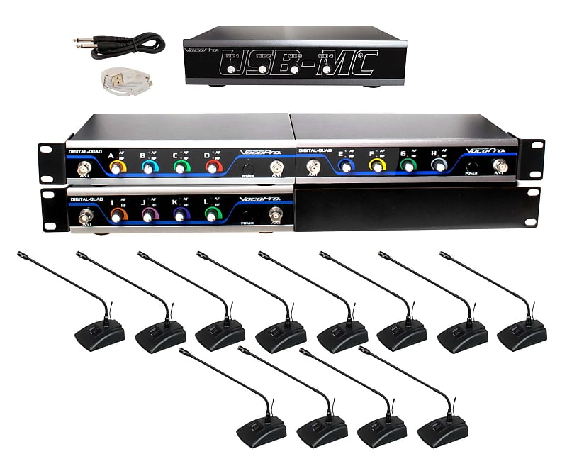 VocoPro USBCONFERENCE12 12-Channel Wireless Microphone and | Reverb