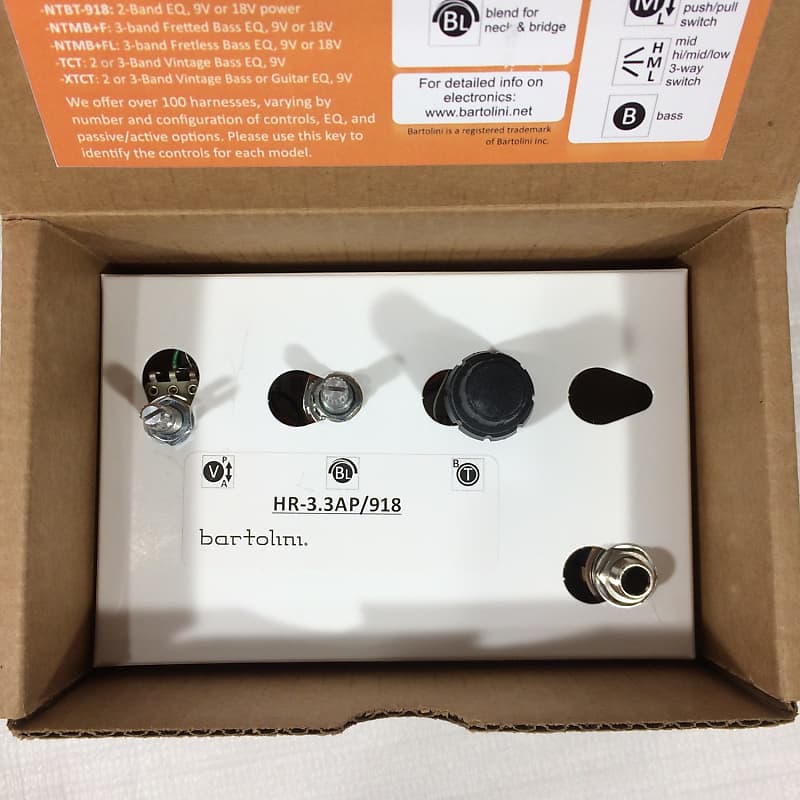 Bartolini HR-3.3AP/918 Pre-Wired Electric Bass Preamp Harness | Reverb