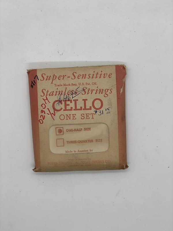 Super Sensitive 1/2 Size Cello strings 70's? stainless unused | Reverb
