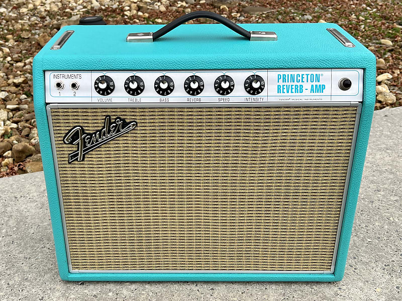 Fender 68 Princeton Reverb RI FSR Teal 1x12 Tube Combo Amp | Reverb