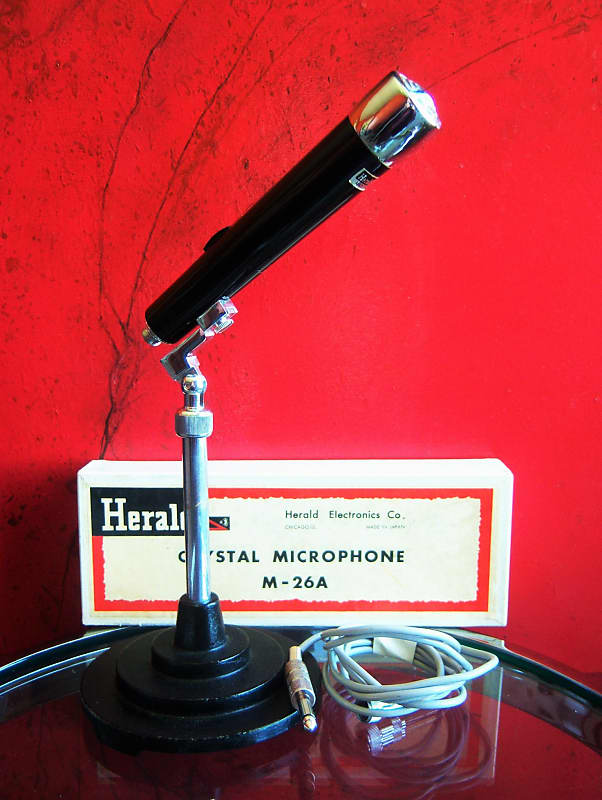 Vintage 1960's Herald M-26A crystal microphone w accessories | Reverb