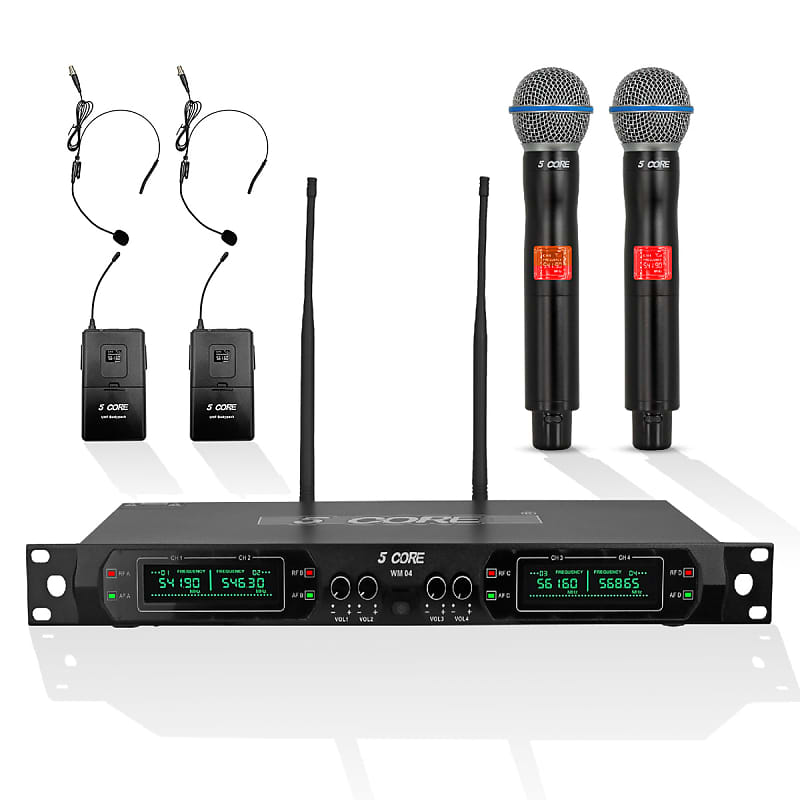 5 Core Wireless Microphones Set 4 Channel Fixed Frequency UHF | Reverb
