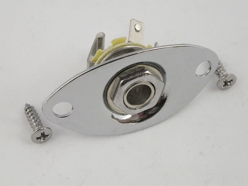 Chrome Oval Jack Plate & Socket + screws for Electric Guitar | Reverb