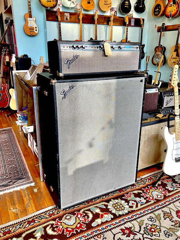 1976- Fender Bassman 100 head & speaker enclosure Silver | Reverb