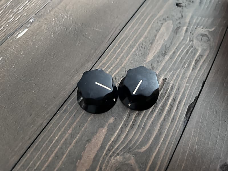 Vintage 1960s set Fender black Mustang guitar control knobs | Reverb