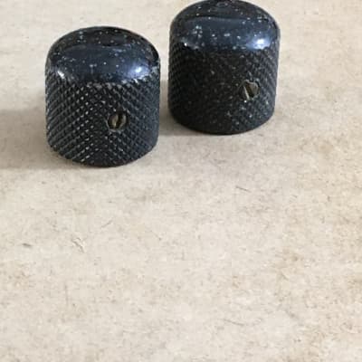 Two Vintage Spec Knurled Black Tele Knobs Heavy Relic Black | Reverb