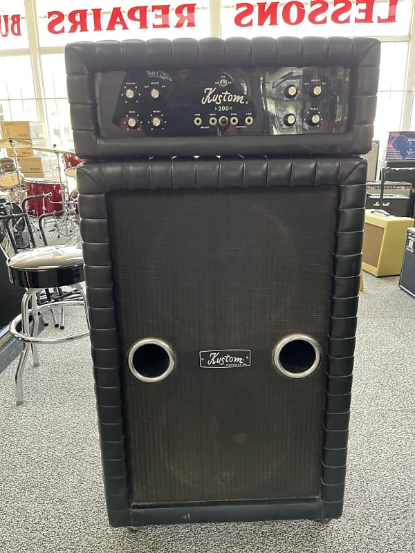 Kustom K200B-1 Bass Amp w 2x15" cabinet 1969 - Black Roll N | Reverb