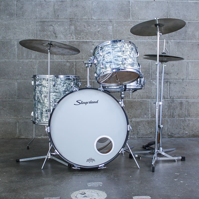 Slingerland 1973 Light Blue Pearl 3 Piece Drum Kit | Reverb