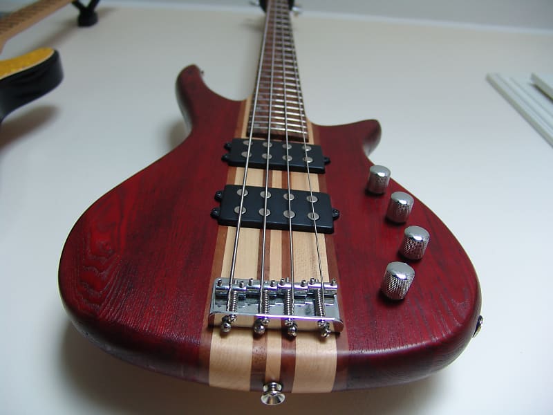 Bass Guitar Active 4-string 5-strip maple neck, real wood, | Reverb