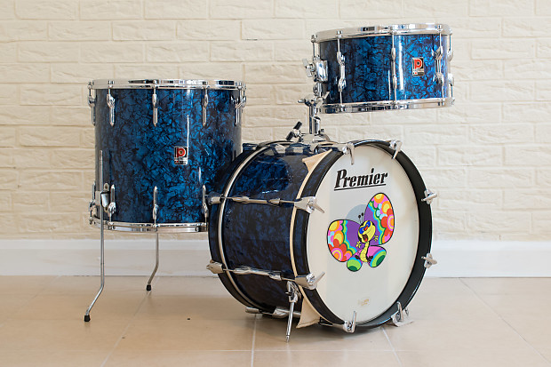 Vintage 1960s Premier Jazz Bop Drum Kit in Blue Diamond Pearl | Reverb