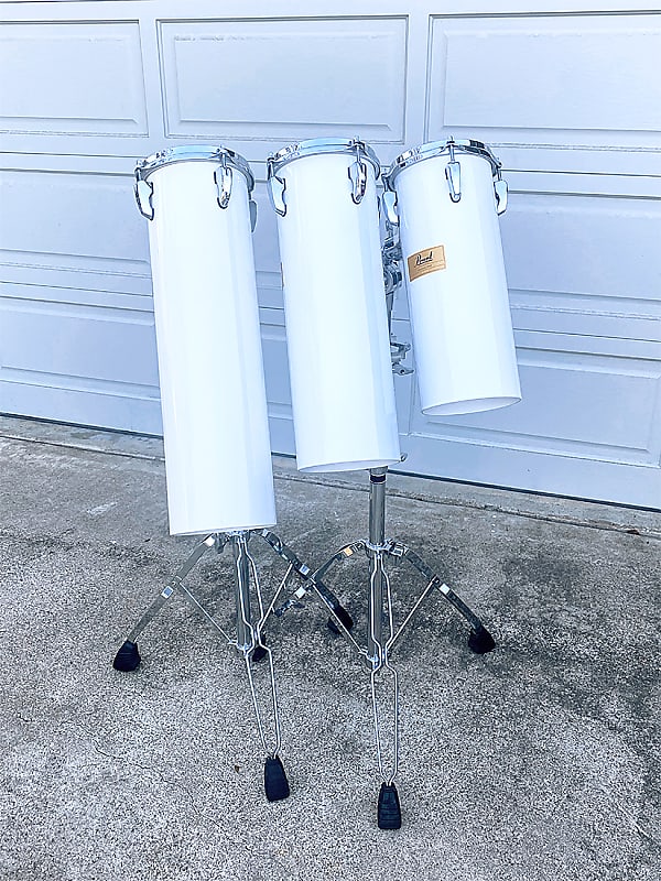 Pearl Rocket Toms in White w/Pearl HD stands | Reverb