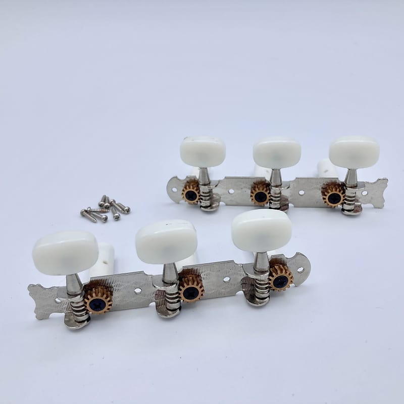Classical Guitar Machine Heads - Silver Plate Diamond Design | Reverb