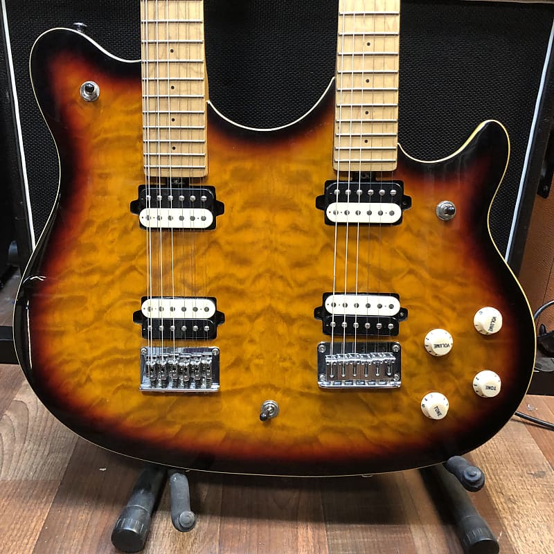 OLP MM612 Double Neck Electric Guitar - Sunburst | Reverb