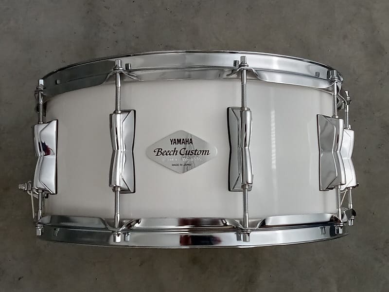YAMAHA BEECH CUSTOM 6.5X14 WHITE SNARE DRUM, MINTY for your | Reverb