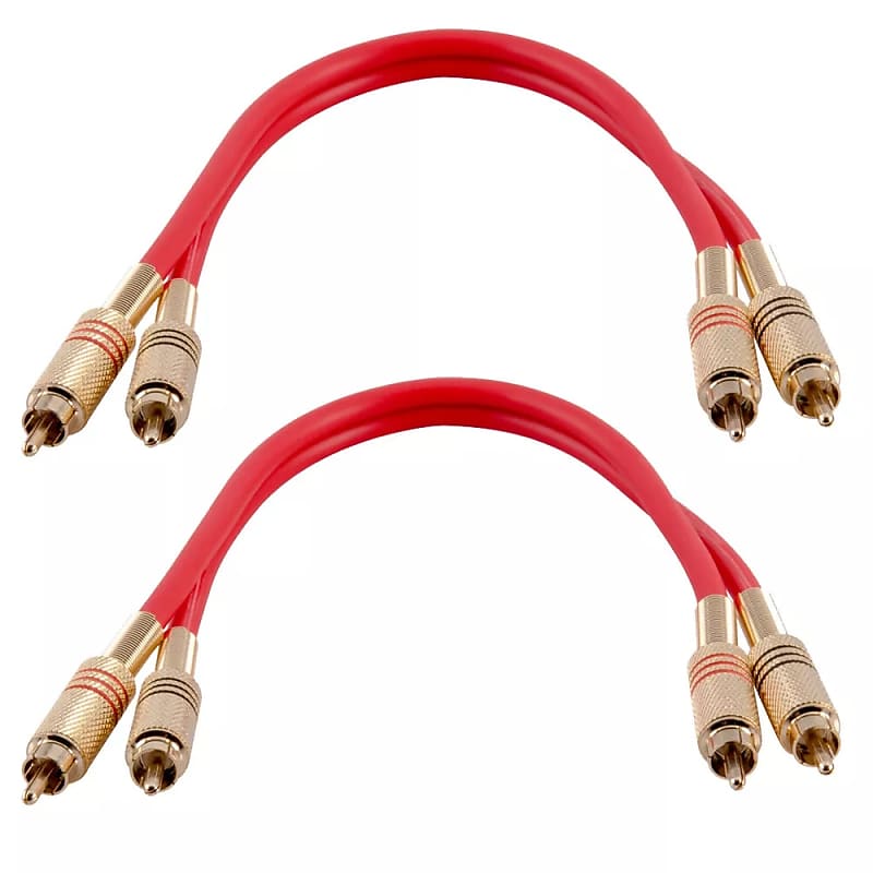 2 Pack Of 1 Foot 2-Rca Male To 2-Rca Male Audio Patch Cables | Reverb