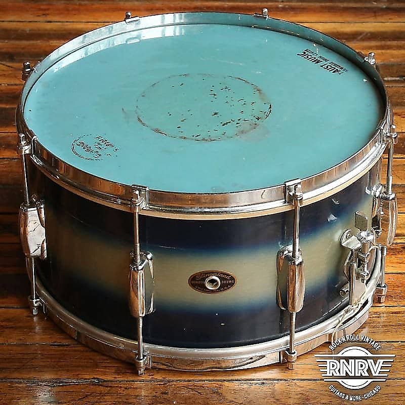 1959 Slingerland 7" x 14" Snare Blue Silver Duco Lacquer | Reverb