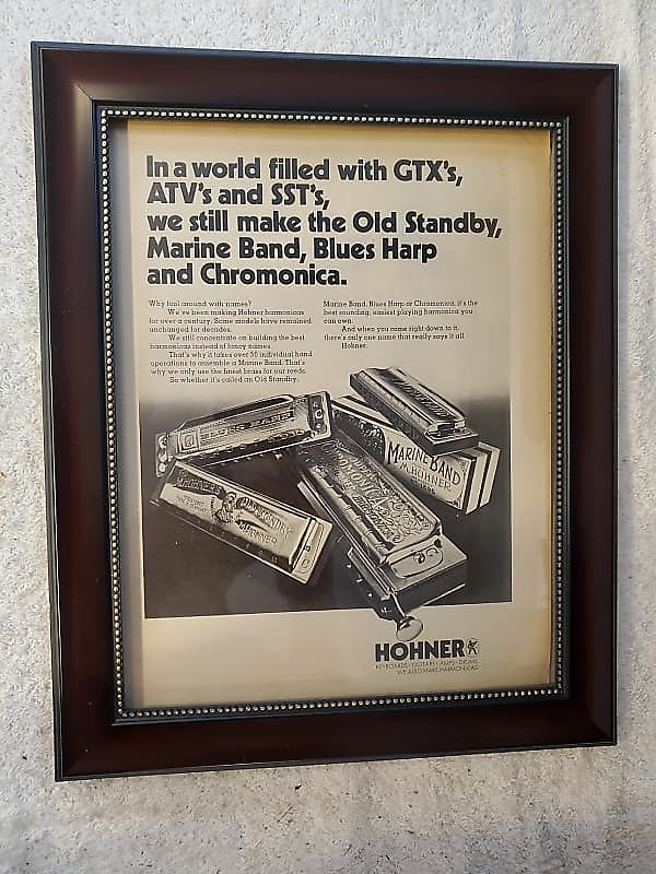 1974 Hohner Harmonicas Promotional Ad Framed Hohner Marine | Reverb