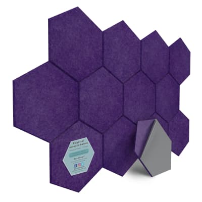 Purple Hexagon Acoustic Panels for Sound Absorption - 12 Pack | Reverb