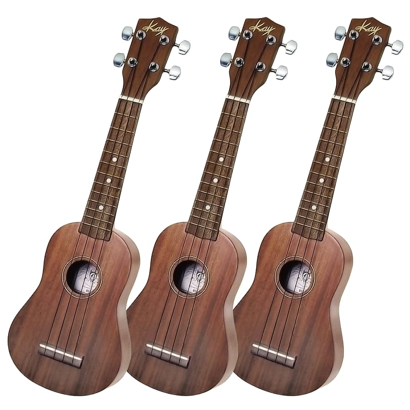 Kay Deluxe Ukulele Lot of 3, Satin Koa Finish, 4-String | Reverb