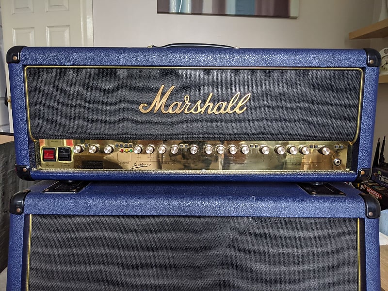Marshall 6100LE amp & 4x12 cabinet 1992 - Blue & Brass | Reverb UK