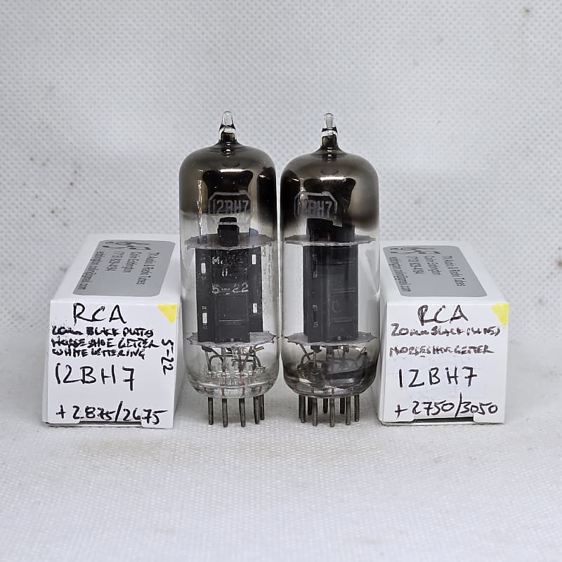 RCA 12BH7 Short Black Plate Horseshoe Getter Matched Pair NOS | Reverb