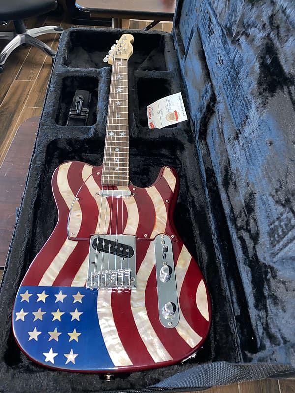 Washburn Telecaster red, white blue | Reverb
