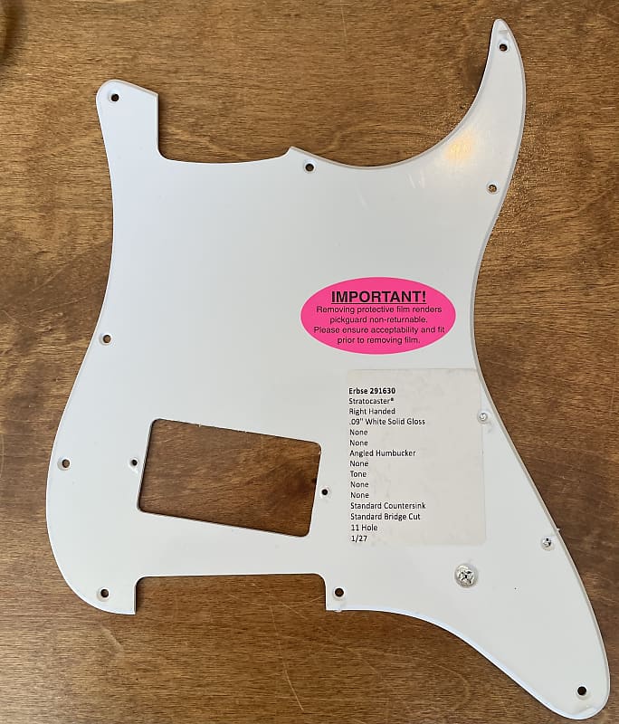 Angled humbucker pickguard Strat - White | Reverb